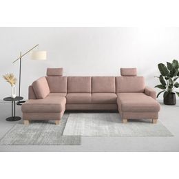 Wohnlandschaft Home Affaire "Summer U-Form", rosa (altrosa), B:314cm H:91cm T:170cm, 95% Polyester, 5% Polyamid, Sofas, Wohnlandschaft, mit oder ohne Bettfunktion und Bettkasten, Cord-Bezug