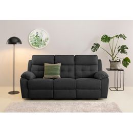 3-Sitzer Home Affaire "Lannilis", grau (anthrazit), B:210cm H:99cm T:92cm, Webstoff 95% Polyester 5% Nylon, Sofas, mit manueller und elektrischer Relaxfunktion