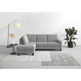 Ecksofa Home Affaire "Summer L-Form", silber, B:236cm H:91cm T:170cm, 100% Polyester, Sofas, Ecksofa, mit Ottomane, mit oder ohne Bettfunktion und Bettkasten, Cord-Bezug