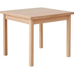 Esstisch HAMMEL FURNITURE "Basic Dinex, schnell innenliegende Einlegeplatten ausziehbar" Tische Gr. B/H/T: 90 cm x 76 cm x 90 cm, Auszugsplatte, braun (weißpigmentiert eiche) Esstische rechteckig Furnier Massivholz, in zwei Breiten, stabiler dänische Design Tisch