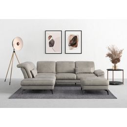 Sit & More Ecksofa SIT & MORE "Cabana L-Form", grau (steel), B:303cm H:84cm T:244cm, 95% Polyester, 5% Polyamid, Sofas, Ecksofa, Ottomane, wahlweise mit Sitztiefen-,Armlehnen- und Kopfteilfunktion