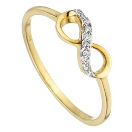 Goldring Jobo "Ring Unendlich" Gr. 50, gelb (gelbgold 375), Fingerringe, Damen, 50, Gelbgold 375, Goldring, 375 Gold mit 10 Zirkonia