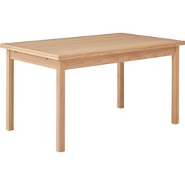 Esstisch HAMMEL FURNITURE "Basic Dinex, schnell innenliegende Einlegeplatten ausziehbar" Tische Gr. B/H/T: 140 cm x 76 cm x 90 cm, Auszugsplatte, braun (weißpigmentiert eiche) Esstische rechteckig Furnier Massivholz, in zwei Breiten, stabiler dänische Design Tisch