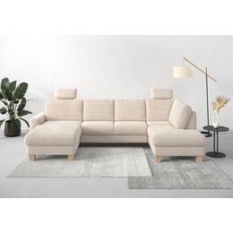 Wohnlandschaft Home Affaire "Summer U-Form", beige (creme), B:314cm H:91cm T:170cm, 100% Polyester, Sofas, Wohnlandschaft, mit oder ohne Bettfunktion und Bettkasten, Cord-Bezug
