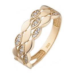 Fingerring Jobo Gr. 50, gold (gelbgold 333, weiß), Fingerringe, Damen, 50, Gelbgold 333, 333 Gold mit 26 Zirkonia