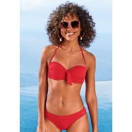 Bügel-Bandeau-Bikini-Top Lascana "Cana" Gr. 38, Cup C, rot Damen Bikini-Oberteile mit Schleife vorne