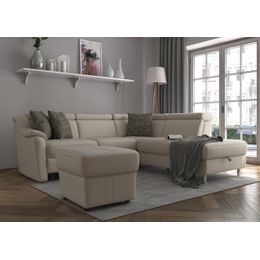 Sit & More Ecksofa SIT & MORE "Freetown L-Form", beige (elfenbein), B:252cm H:84cm T:216cm, Sofas, Ecksofa, inklusive Kopfteilverstellung und komfortablem Federkern