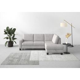 Ecksofa Home Affaire "Summer L-Form", silber, B:236cm H:91cm T:170cm, 95% Polyester, 5% Polyamid, Sofas, Ecksofa, mit Ottomane, mit oder ohne Bettfunktion und Bettkasten, Cord-Bezug