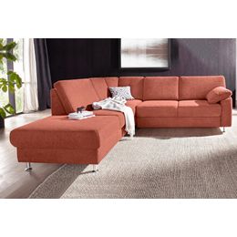 Sit & More Ecksofa SIT & MORE "Belfort L-Form", orange (terrakotta), B:243cm H:88cm T:218cm, Flachgewebe (100% Polyester);Luxus-Microfaser ALTARA NUBUCK (100% Polyester);Luxus-Microfaser (90% Polyester, 10% Polyamid), Sofas, Ecksofa, wahlweise mit Vorziehsitz und Bettkasten