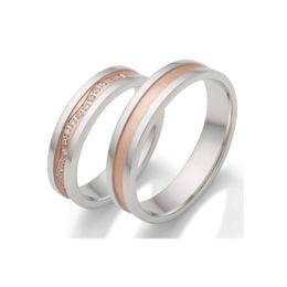 Trauring Firetti "Schmuck Geschenk Hochzeit Ehering "LIEBE"" Fingerringe Gr. 57, mit Zirkonia, Silber 925 (Sterlingsilber), 5 mm, rosegold (silberfarben, roségoldfarben, kristallweiß) Trauringe wahlweise mit oder ohne Zirkonia