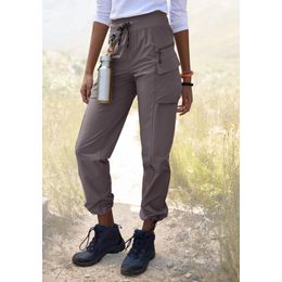 active by Lascana Trekkinghose LASCANA ACTIVE "Cargo Pants" Gr. 36, N-Gr, grau (taupe) Damen Hosen Wanderhosen Schlupfform