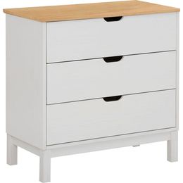 Kommode Home Affaire "Post", beige (natur, weiß), B:76cm H:75cm T:39cm, Massivholz, Sideboards, aus massivem Kiefernholz, mit Stauraummöglichkeiten, Breite 76 cm