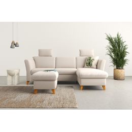 Ecksofa Home Affaire "Trelleborg L-Form", grau (elephant), B:249cm H:86cm T:162cm, 100% Polyester, Sofas, Ecksofa, Federkern-Polsterung, wahlweise mit Bettfunktion und Bettkasten