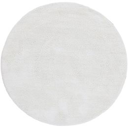 Teppich CarpetFine "Silky" Teppiche Gr. Ø 200 cm, 20 mm, 1 St., beige (creme) Esszimmerteppiche Shaggy, Langflor, uni, besonders weich, handarbeit