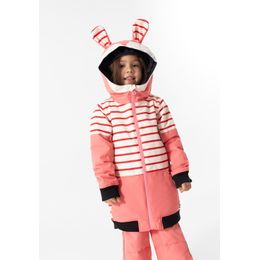 Winterjacke WeeDo "BUNNYDO Hase", Damen, Gr. 128, pink (pink_rote_streifen), Obermaterial: 100% Polyester, Innenmaterial: 50% Polyamid, 50% Polyester; Füllung: 100% Polyester, sportlich, normal, Langarm, Jacken, Atmungsaktiv, wasserdicht, helmkompatible Kapuze