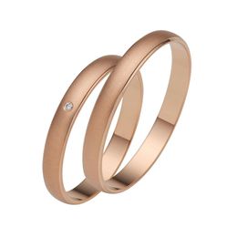 Trauring Firetti "Schmuck Geschenk Gold 375 Hochzeit Ehering "LIEBE"" Fingerringe Gr. 50, 0,005 ct SI = kleine Einschlüsse mit Brillant, Roségold 585, 3,0mm, rosegold (roségoldfarben) Made in Germany, wahlweise mit oder ohne Brillant