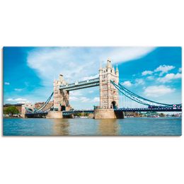 Wandbild Artland "London Tower Bridge" Bilder Gr. B/H: 100 cm x 50 cm, Leinwandbild Brücken Querformat, 1 St., blau als Alubild, Outdoorbild, Leinwandbild in verschied. Größen