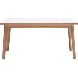 Esstisch HAMMEL FURNITURE "Basic Single, schnell innenliegende Einlegeplatten ausziehbar" Tische Gr. B/H/T: 120 cm x 76 cm x 80 cm, Auszugsplatte, weiß (weiß, naturfarben, weiß) Esstische rechteckig 120(220)x80 cm, Melamin Massivholz, stabiler dänische Design Tisch