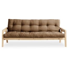 Schlafsofa Karup Design, braun (mocca), B:204cm H:40cm T:90cm, Sofas, Schlafsofa, Mit Holzstruktur, inkl. Futonmatratze, Liegefl&auml;che 130x190 cm