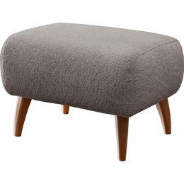 Hocker Home Affaire "Baggio" Gr. B/H/T: 63 cm x 45 cm x 63 cm, Lu x us-Microfaser weich, grau Home Affaire mit Holzfüßen