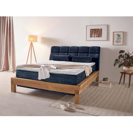 Boxspringbett Home Affaire "Villads", blau, B:179cm L:231cm, Komplettbetten, Boxspringbett, Liegefl&auml;che: 160/200 cm aus Balkeneiche, Inside-Boxspring-Unterbau