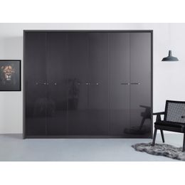 Drehtürenschrank Rauch "Oteli" Schränke Gr. B/H/T: 275 cm x 231 cm x 58 cm, ohne Beleuchtung, 6 St., grau (graumetallic, effektgrau hochglanz) inkl. Passepartout optional mit Beleuchtung