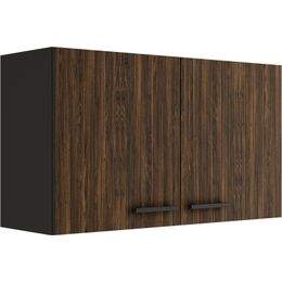 Hängeschrank Optifit "Palma" Schränke Gr. B/H/T: 100 cm x 57,6 cm x 34,6 cm, 2 St., schwarz (rillendekor nussbaum, anthrazit) Breite 100 cm, 2 Türen, 1 Einlegeboden