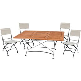 Garten-Essgruppe Garden Pleasure "TRIEST" Sitzmöbel-Sets Gr. B/H/T: 290 cm x 89 cm x 150 cm, ausziehbar-klappbar, braun (braun, beige, schwarz, schwarz) mit leicht ausziehbarem Tisch