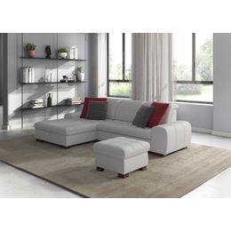 Sit & More Ecksofa SIT & MORE "Luxor L-Form", silber, B:275cm H:82cm T:173cm, Luxus-Microfaser ALTARA NUBUCK (100% Polyester);Soft clean (98% Polyester, 2% Polyamid);Struktur fein (100% Polyester), Sofas, Ecksofa, wahlweise mit Bettfunktion, Bettkasten und Kopfteilverstellung