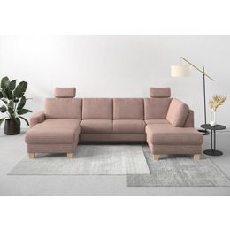 Wohnlandschaft Home Affaire "Summer U-Form", rosa (altrosa), B:314cm H:91cm T:170cm, 95% Polyester, 5% Polyamid, Sofas, Wohnlandschaft, mit oder ohne Bettfunktion und Bettkasten, Cord-Bezug