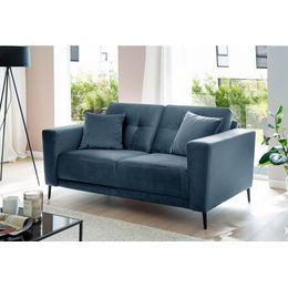 2-Sitzer TRENDS BY HG "Barcelona", blau (petrol), B:166cm H:86cm T:89cm, Sofas, mit Metallfu&szlig;, frei im Raum stellbar