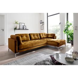 Ecksofa TRENDS BY HG "Landau L-Form", braun (messing), B:275cm H:75cm T:158cm, Sofas, Ecksofa, in Cord-Stoff mit Metallfu&szlig;