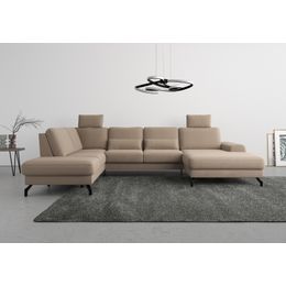 Sit & More Wohnlandschaft SIT & MORE "Cinturo U-Form", grau (taupe), B:345cm H:88cm T:226cm, Sofas, Wohnlandschaft, inklusive Sitztiefenverstellung und Federkern, Sitzh&ouml;he 45 cm