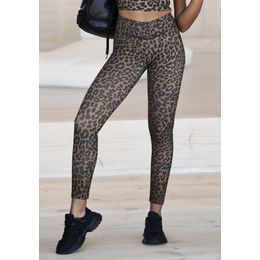 active by Lascana Leggings LASCANA ACTIVE Gr. 32/34, N-Gr, braun Damen Hosen Sport Leggings mit allover Druck