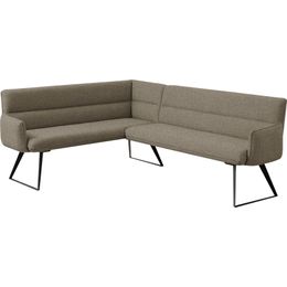 Eckbank Home Affaire "Preston" Sitzbänke Gr. B/H/T: 227 cm x 88 cm x 178 cm, Microfaser, langer Schenkel rechts, braun (braun (duncan 7114), schwarz) Mit Armlehnen