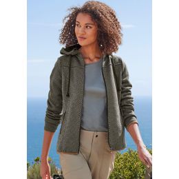 active by Lascana Fleecejacke LASCANA ACTIVE Gr. 32/34, grün (olive) Damen Jacken Sportjacken ; Trekkingjacke mit Kapuze