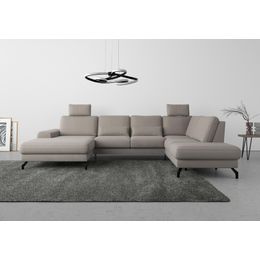 Sit & More Wohnlandschaft SIT & MORE "Cinturo U-Form", grau (steelgrau), B:345cm H:88cm T:226cm, Sofas, Wohnlandschaft, inklusive Sitztiefenverstellung und Federkern, Sitzh&ouml;he 45 cm