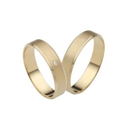 Trauring Firetti "Schmuck Geschenk Gold 750 Hochzeit Ehering "LIEBE"" Fingerringe Gr. 50, ohne Brillant, Gelbgold 585, 4,5 mm, goldfarben (gelbgoldfarben) Made in Germany, wahlweise mit oder ohne Brillant