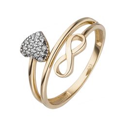 Fingerring Jobo "Herz Unendlichkeit" Fingerringe Gr. 50, Gelbgold 333, goldfarben (gelbgold 333, weiß) Damen Fingerringe 333 Gold mit 18 Zirkonia