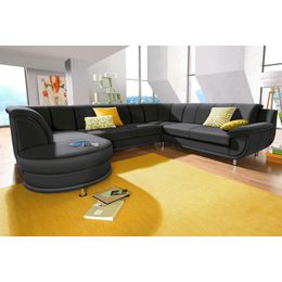 Wohnlandschaft Trendmanufaktur "Rondo, U-Form", schwarz, B:320cm H:85cm T:94cm, Softlux-Kunstleder;Primabelle-Microfaser;NaturLeder (handschuhweiches Rindsleder in Sitz und Rücken mit SOFTLUX-Kunstleder als Korpus-Bezug);Struktur (23% Polyacryl, 77% Polyester), Sofas, inkl.Federkern, wahlweise mit Bettfunktion