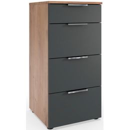 Schubkastenkommode wimex "Level by fresh to go" Sideboards Gr. B/H/T: 41 cm x 84 cm x 41 cm, 4, schwarz (front graphit, korpus plankeneiche nachbildung) Schubladenkommoden 4 Schubladen mit soft-close Funktion, 41cm breit, 84cm hoch