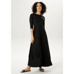 Maxikleid Aniston CASUAL Gr. 48, N-Gr, schwarz Damen Kleider Lange Rockteil mit Volant aus Plissee Bestseller