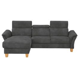 Ecksofa Home Affaire "Conville L-Form", grau (anthrazit), B:256cm H:84cm T:167cm, 100% Polyester, Sofas, Ecksofa, Federkern, wahlweise mit Bettfunktion und Bettkasten bzw. Stauraum
