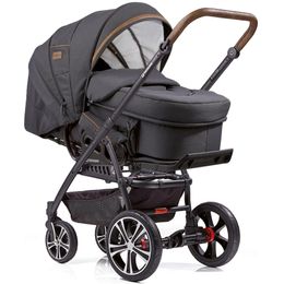 Kombi-Kinderwagen Gesslein "F4 Air+, schwarz/tabak, anthrazit" schwarz (schwarz, tabak, anthrazit) Baby Kinderwagen mit Tragetasche C2 Compact und Babyschalenadapter