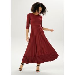 Maxikleid Aniston CASUAL Gr. 38, N-Gr, rot (bordeau) Damen Kleider Lange Rockteil mit Volant aus Plissee Bestseller