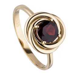 Fingerring Jobo "Ring mit Granat" Fingerringe Gr. 50, Gelbgold 333, goldfarben (gelbgold 333, rot) Damen 333 Gold