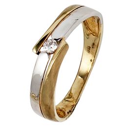 Goldring Jobo "Ring mit Zirkonia" Fingerringe Gr. 50, Gelbgold 333-Weißgold 333, goldfarben (gelbgold 333) Damen Fingerringe 333 Gelbgold Weißgold Bicolor