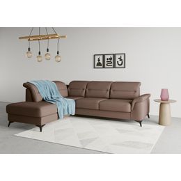 Sit & More Ecksofa SIT & MORE "Sinatra L-Form", braun (espresso), B:251cm H:85cm T:220cm, 98% Polyester, 2% Polyamid, Sofas, Ecksofa, mit Ottomane, optional mit Kopfteilverstellung und Armteilfunktion
