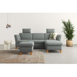 Ecksofa Home Affaire "Trelleborg L-Form", grau, B:249cm H:86cm T:162cm, 100% Polyester, Sofas, Ecksofa, Federkern-Polsterung, wahlweise mit Bettfunktion und Bettkasten