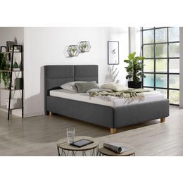 Polsterbett Maintal, grau (anthrazit), B:153cm L:214cm, Betten, Polsterbett ohne Bettkasten Polsterbett, inklusive Bettkasten
